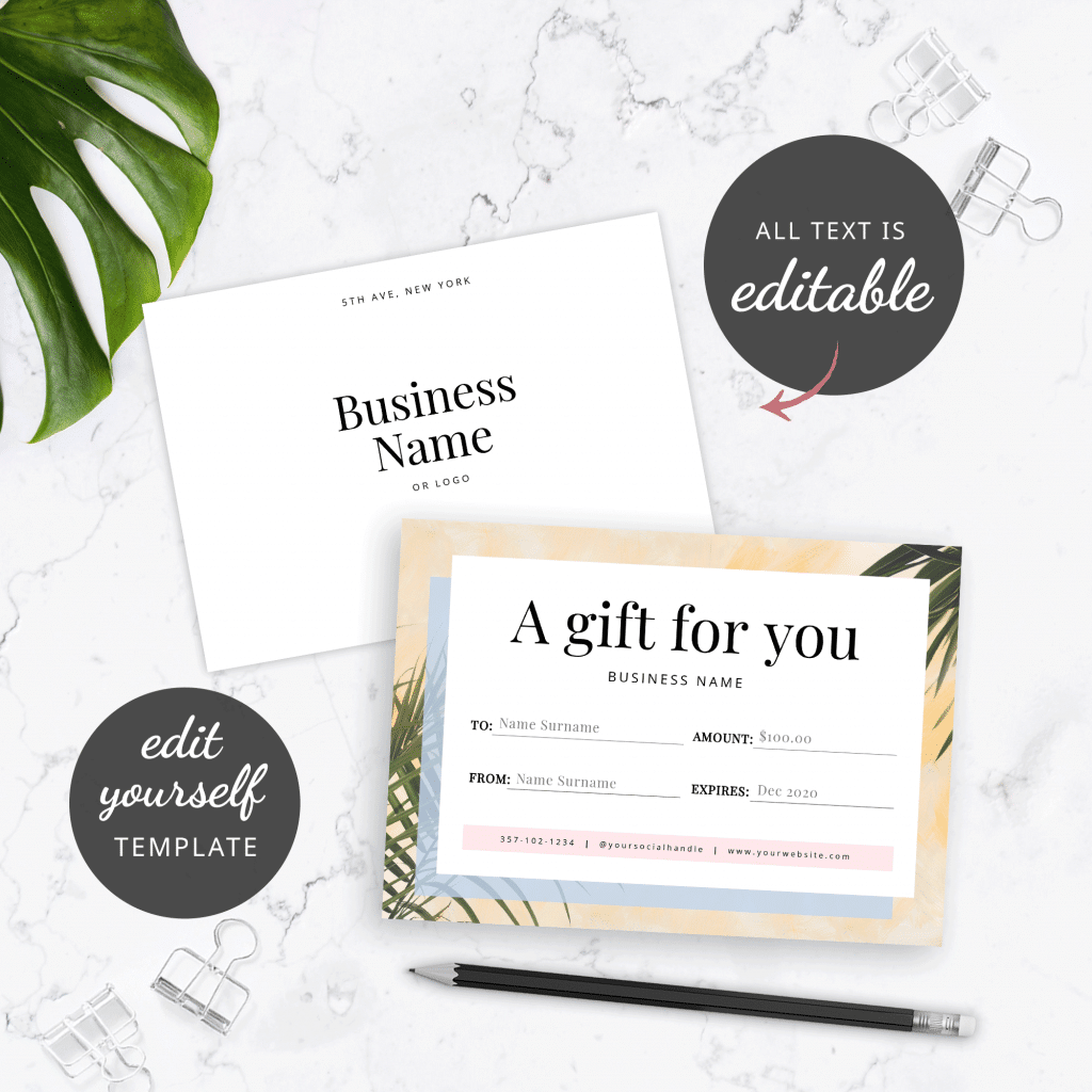 Blank Voucher Template: Customizable Gift Certificate Card - Corjl