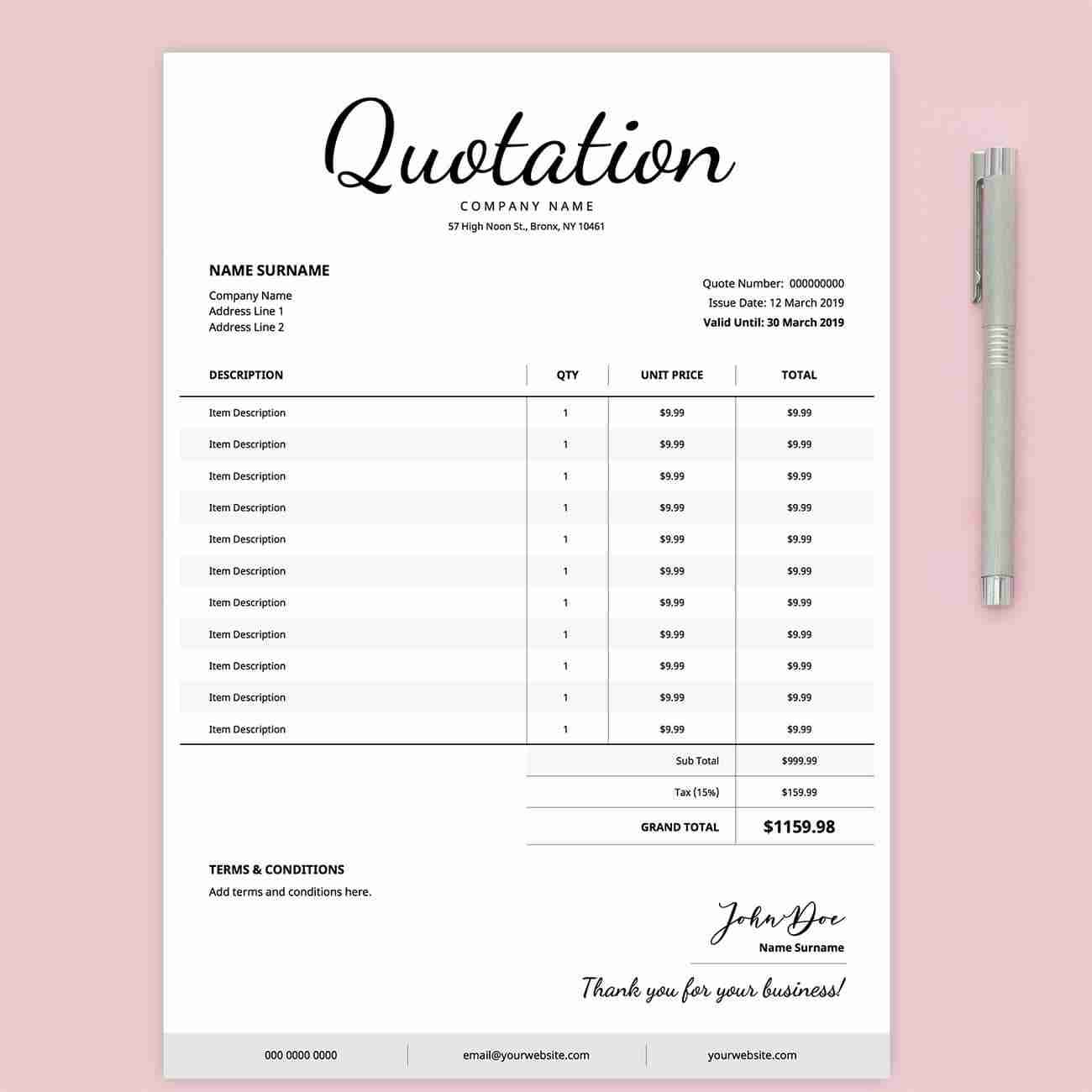 Canva Editable Price Quote Template Printable Price Estimate Canva Editable Price Quote Template Printable Price Estimate
