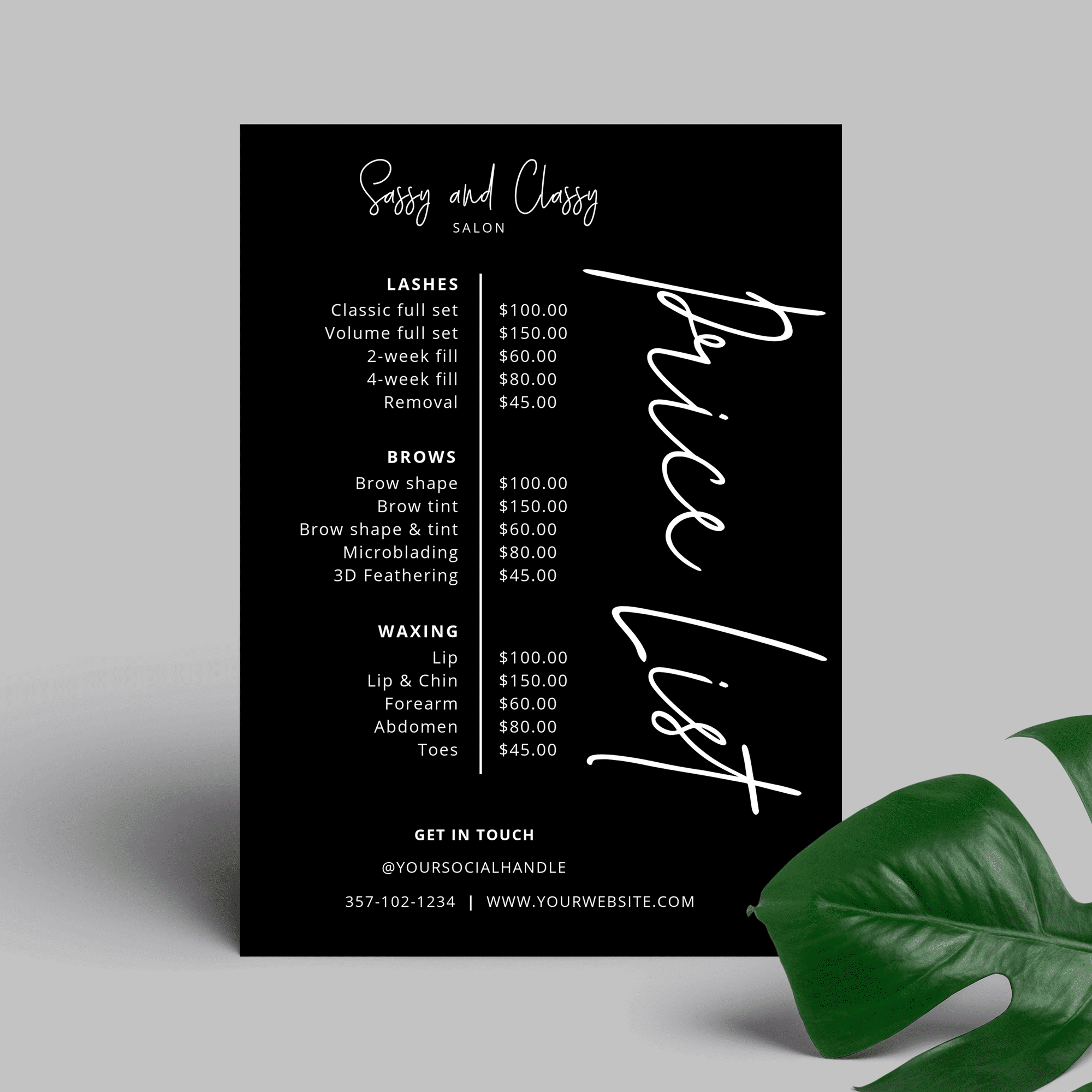 Salon Menu Templates