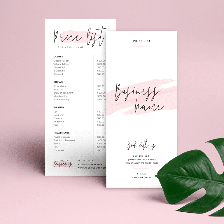 Digital Price List Template - Insta Story Price List Design - Editable