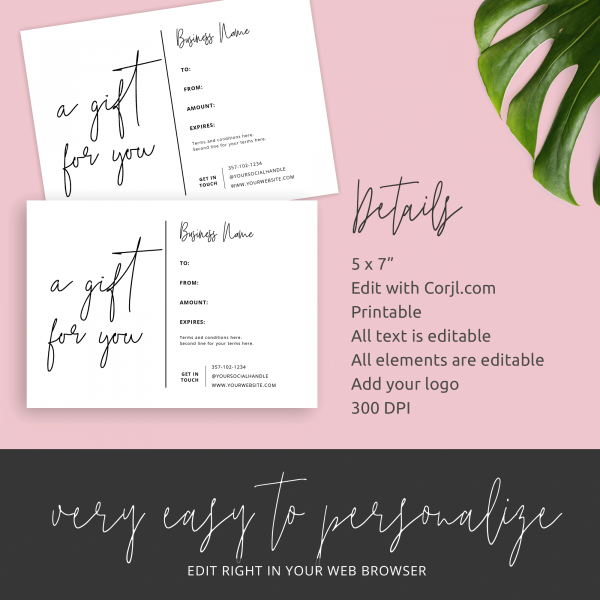 Gift Voucher Template: DIY Printable Digital Gift Card Certificates