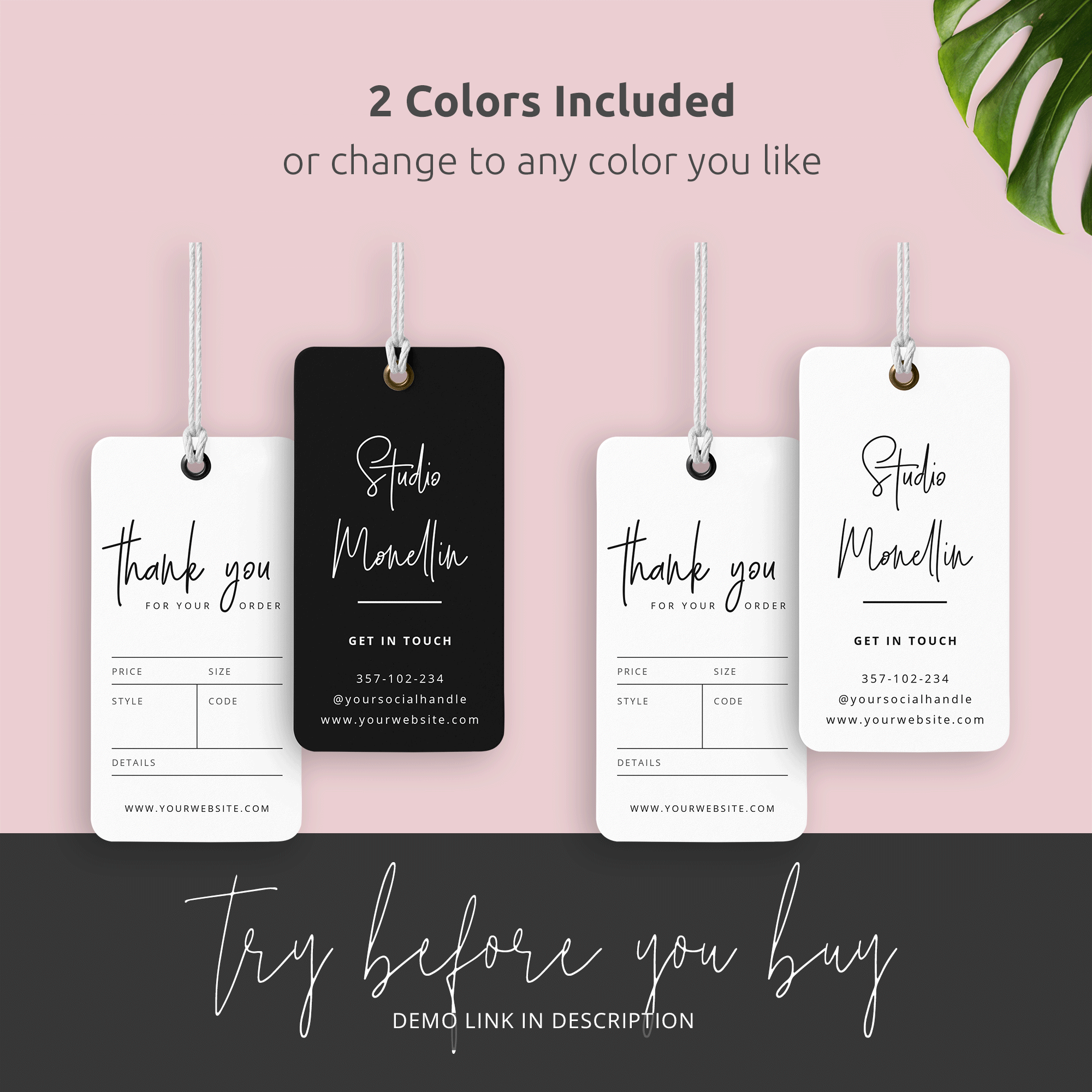 Hang Tag Template Editable And Printable Thank You Labels DIY Corjl
