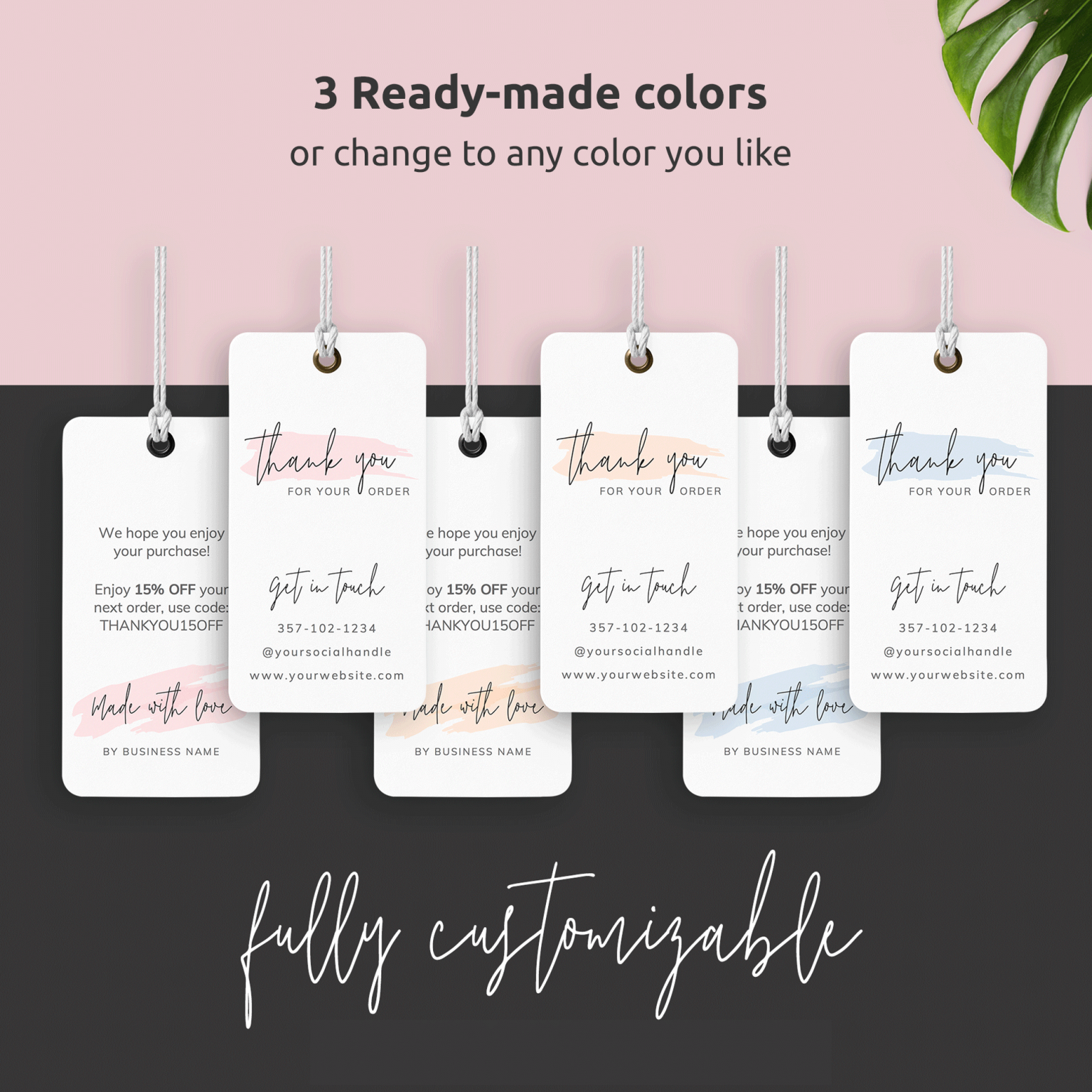 Swing Tags - Thank You Hang Tag Template - Editable & Printable