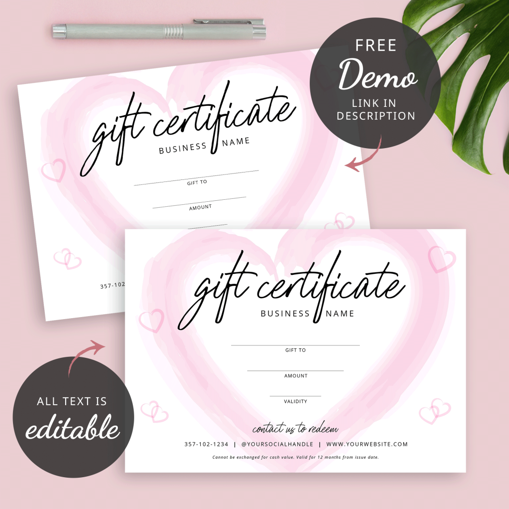 Gift Card Certificate Template: Printable Gift Certificates / Vouchers