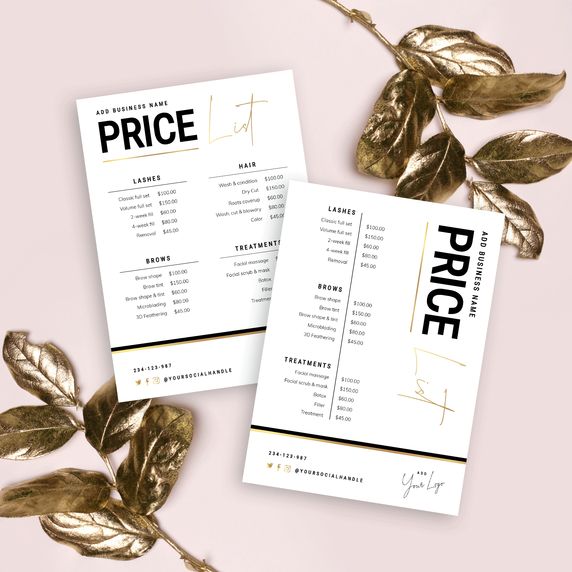 Printable Price List Template Editable Beauty Price List Digital Printable Price List Template Editable Beauty Price List Digital