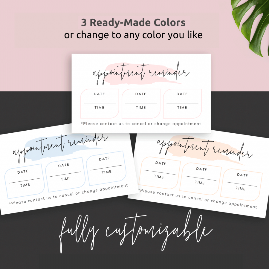 Appointment Reminder Card Watercolor - Fully Editable Template