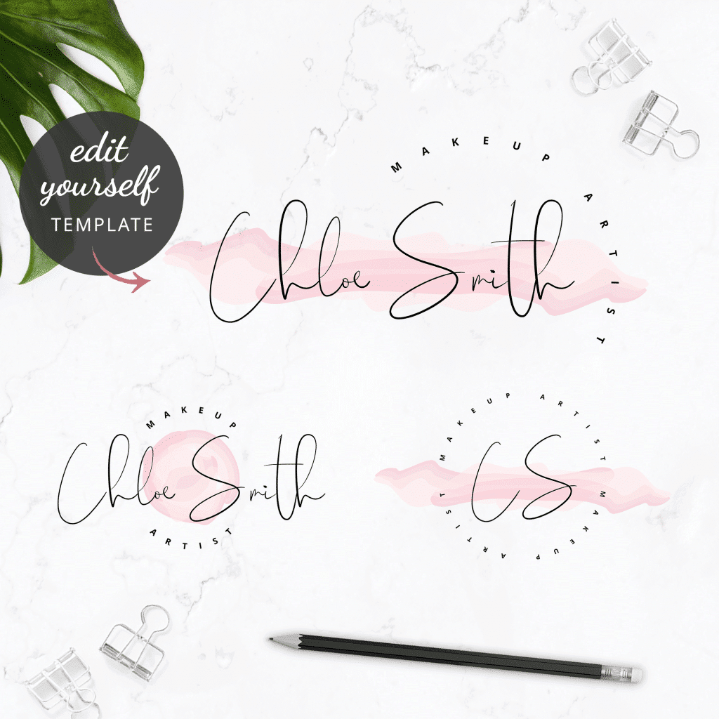 Brush Effect Logo - Watercolour Logo Design - Editable Branding