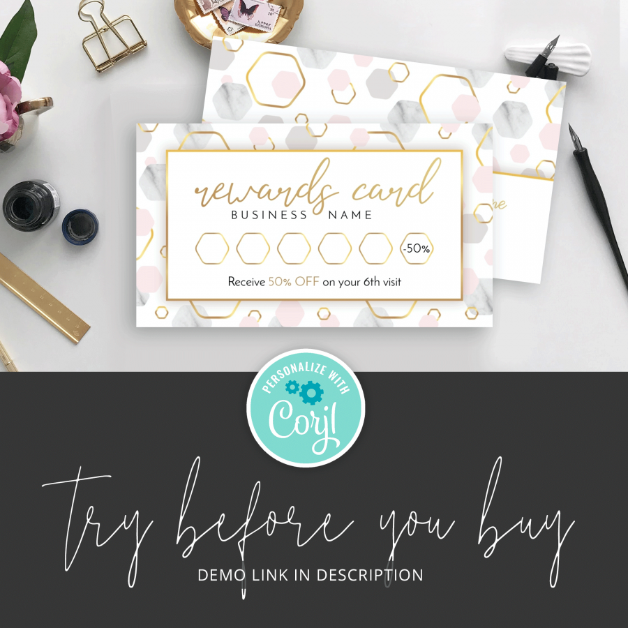 Reward Stamp Card Template - Customer Loyalty Card Template