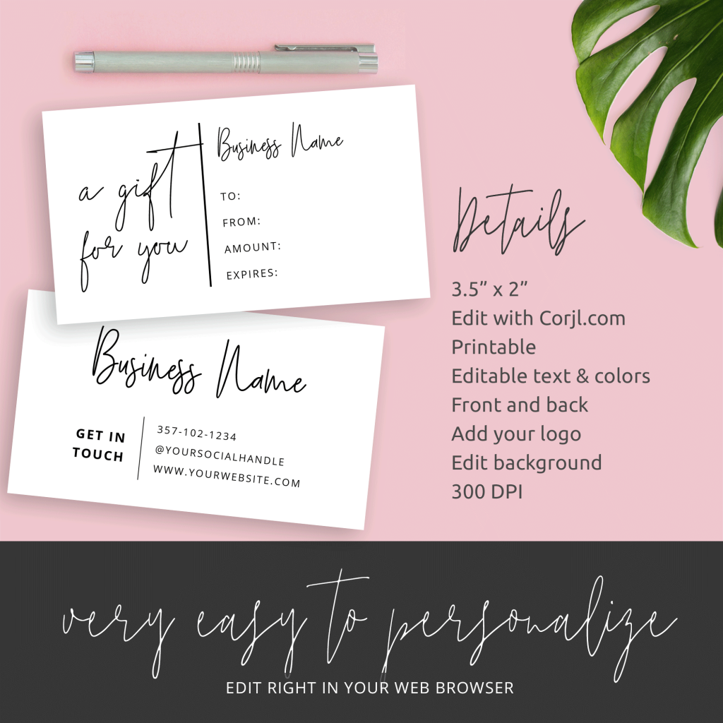 Mini Gift Certificate Template - Printable Minimalist Gift Voucher
