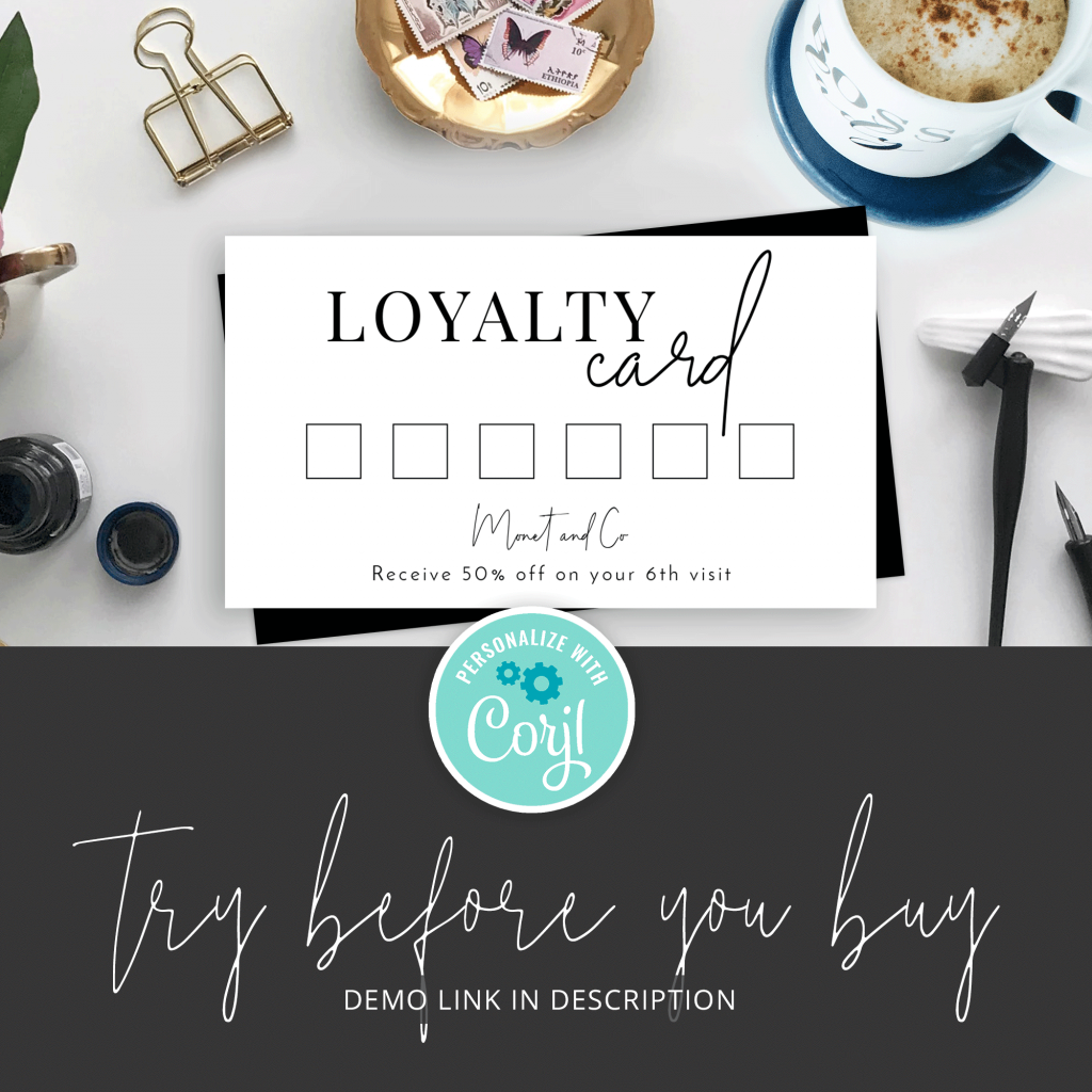 Fully Editable Loyalty Card - DIY Rewards Card - Digital Download