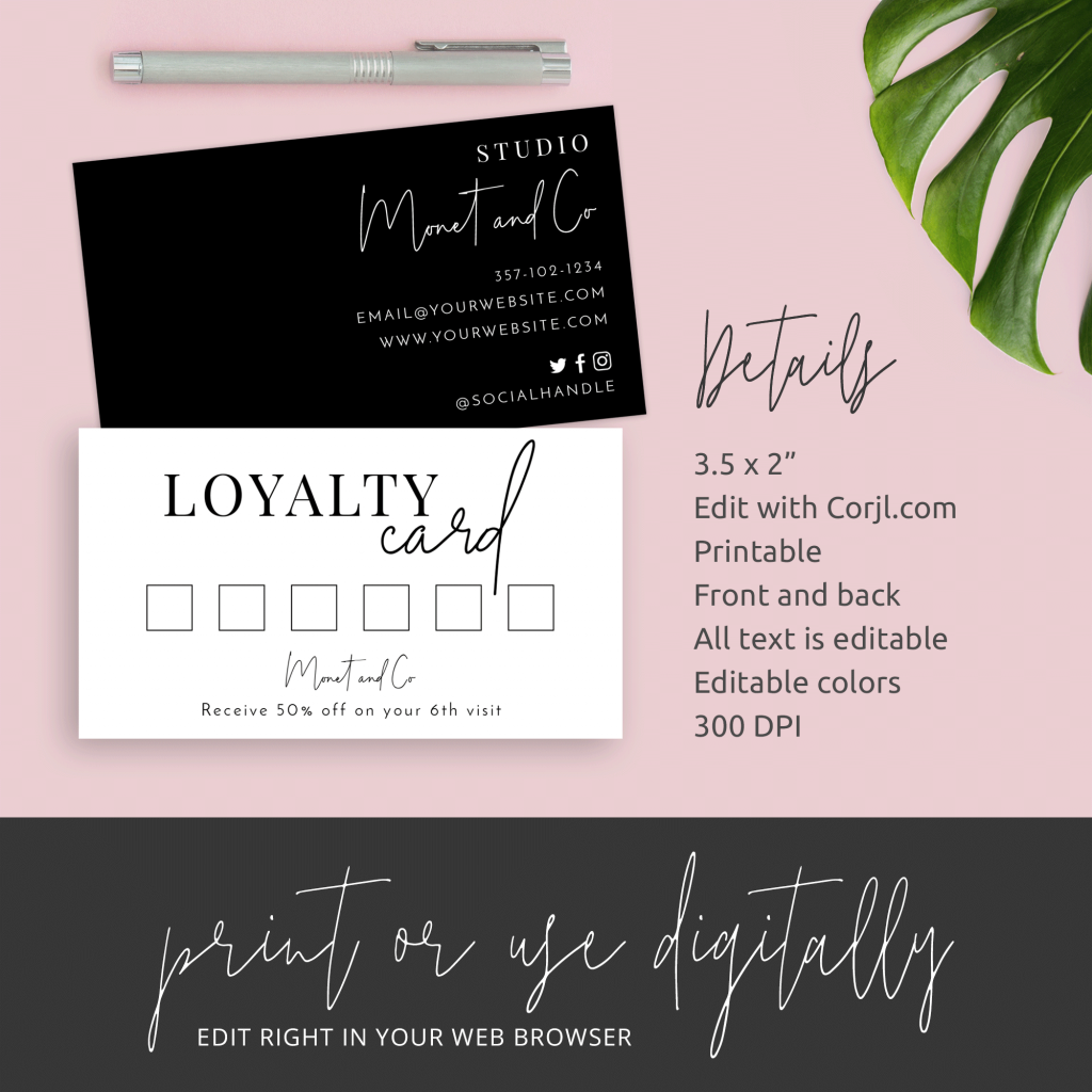 Fully Editable Loyalty Card - DIY Rewards Card - Digital Download