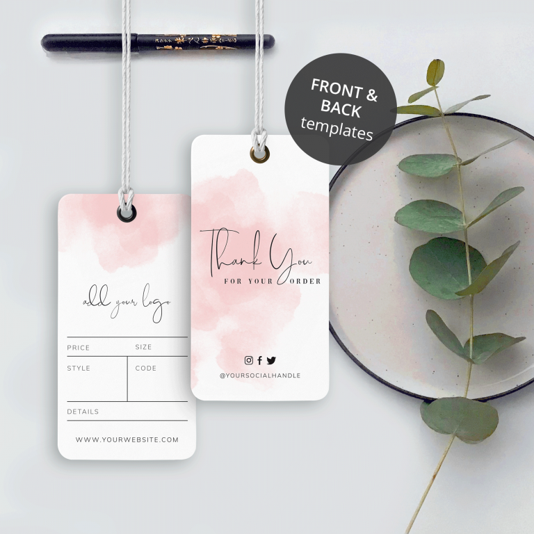 Pink Watercolor Hang Tag - DIY Swing Tag - Editable and Printable