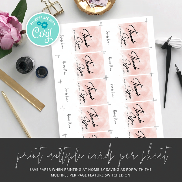Pink Watercolor Hang Tag - DIY Swing Tag - Editable and Printable