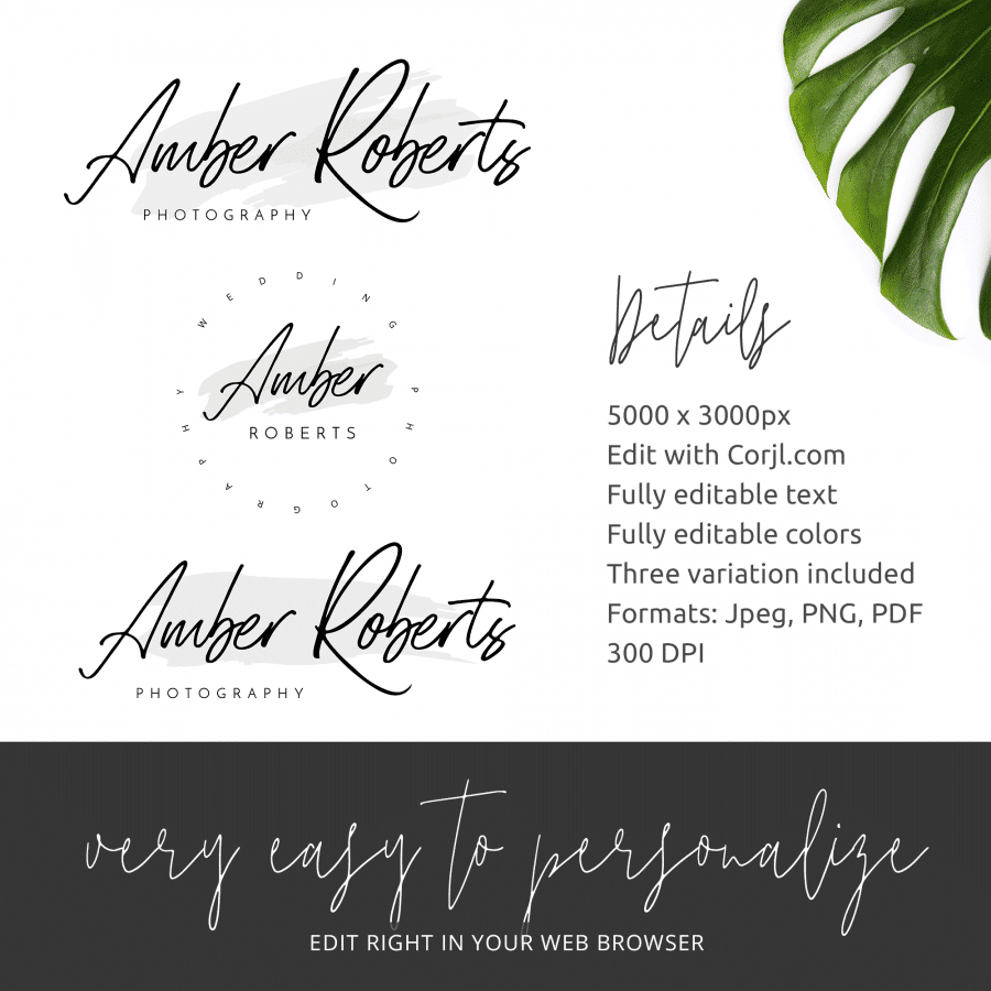 Brush Effect Logo - Watercolour Logo Design - Editable Branding