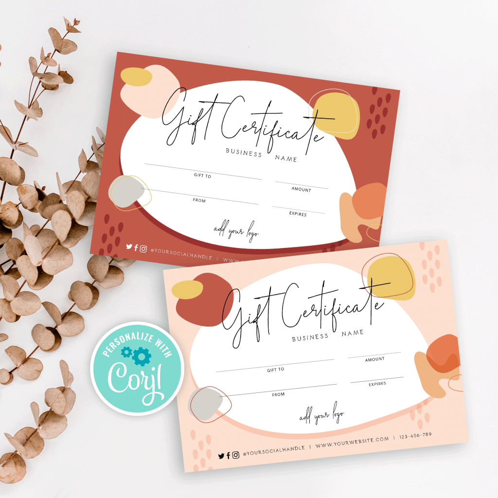 Fall Gift Certificate Template Business Gift Certificate Template:
