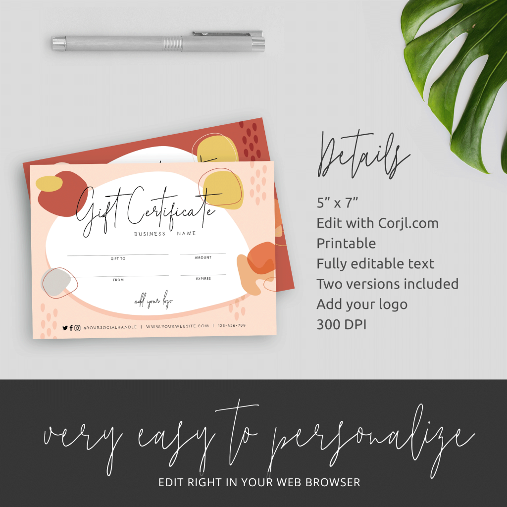 Fall Gift Certificate Design Template - Custom Autumn Gift Voucher