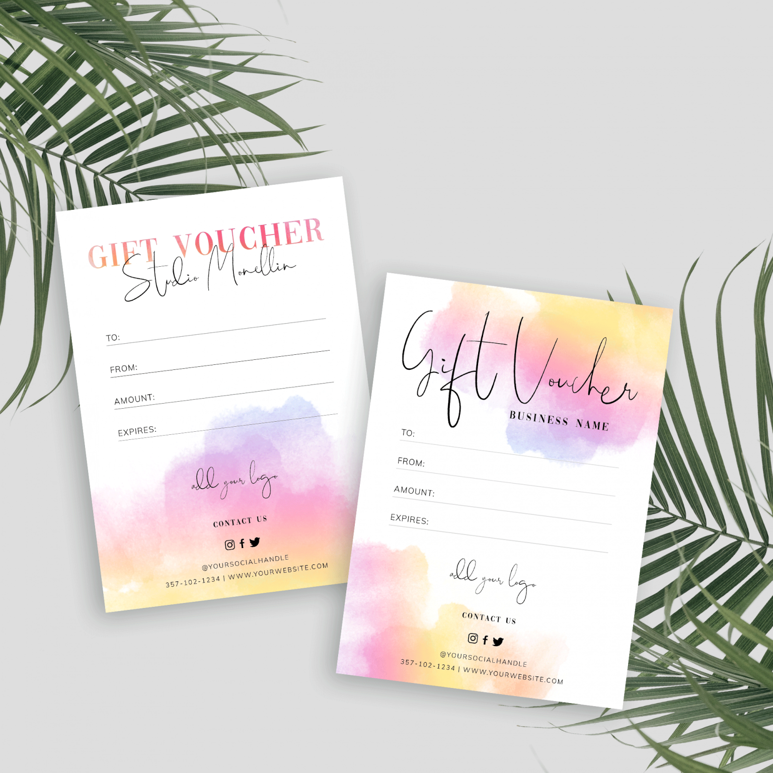 Mini Watercolor Gift Voucher - Editable & Printable Gift Card Design ...
