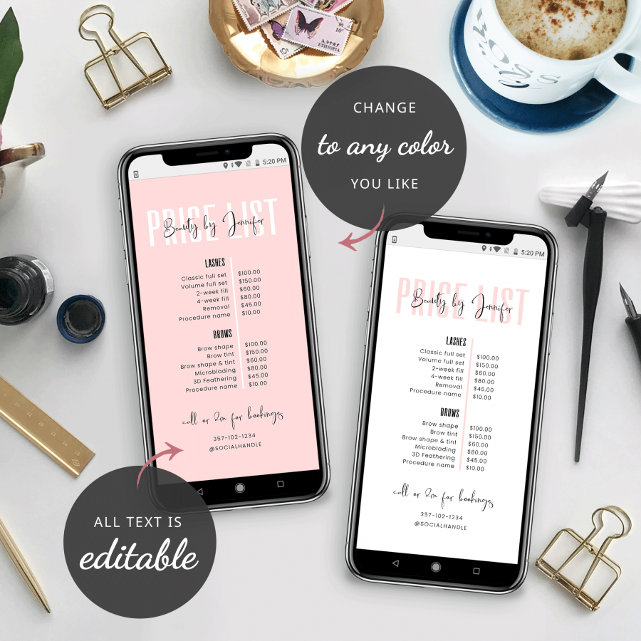 Instagram Story Price List - Business Post Template for IG Stories