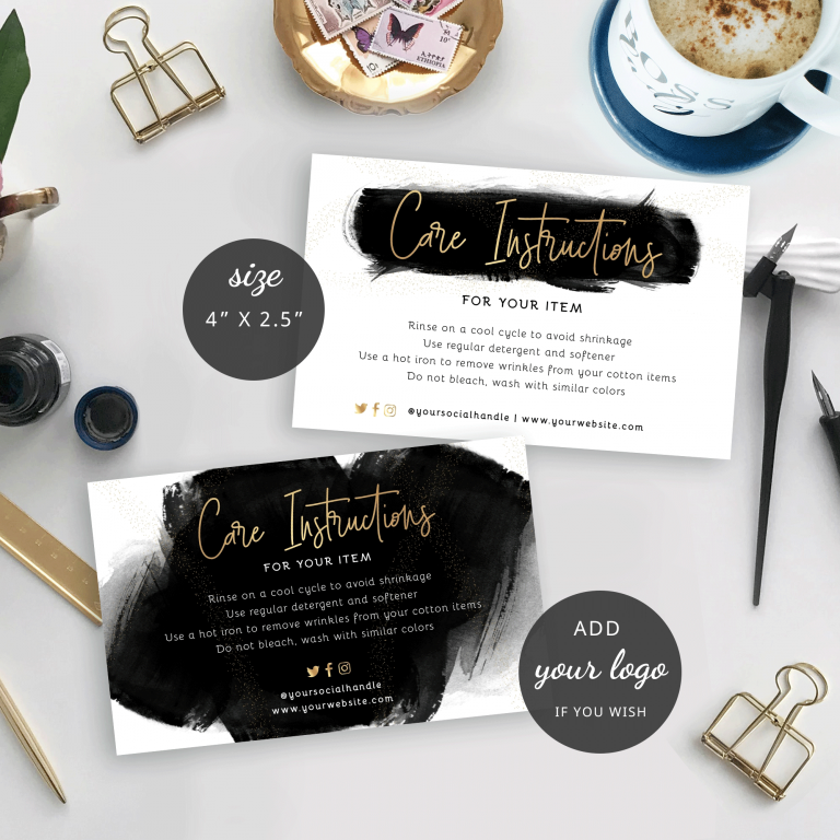 Care Instructions Template: Printable DIY Care Instruction Cards