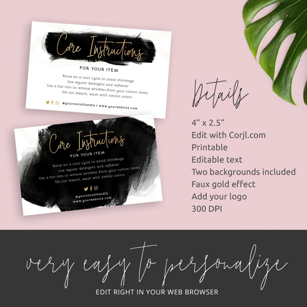 Care Instructions Template: Printable DIY Care Instruction Cards