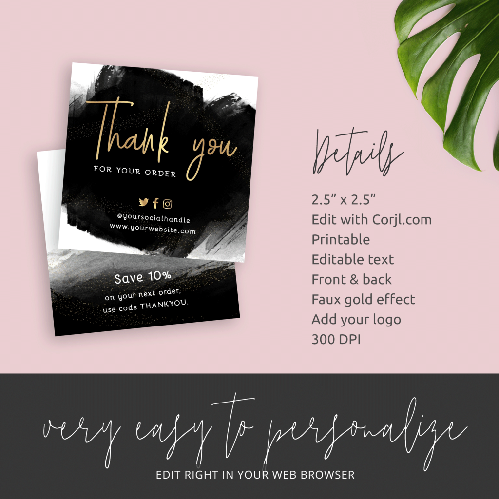 Thank You Your Order Purchase Note Template: Notes For Orders