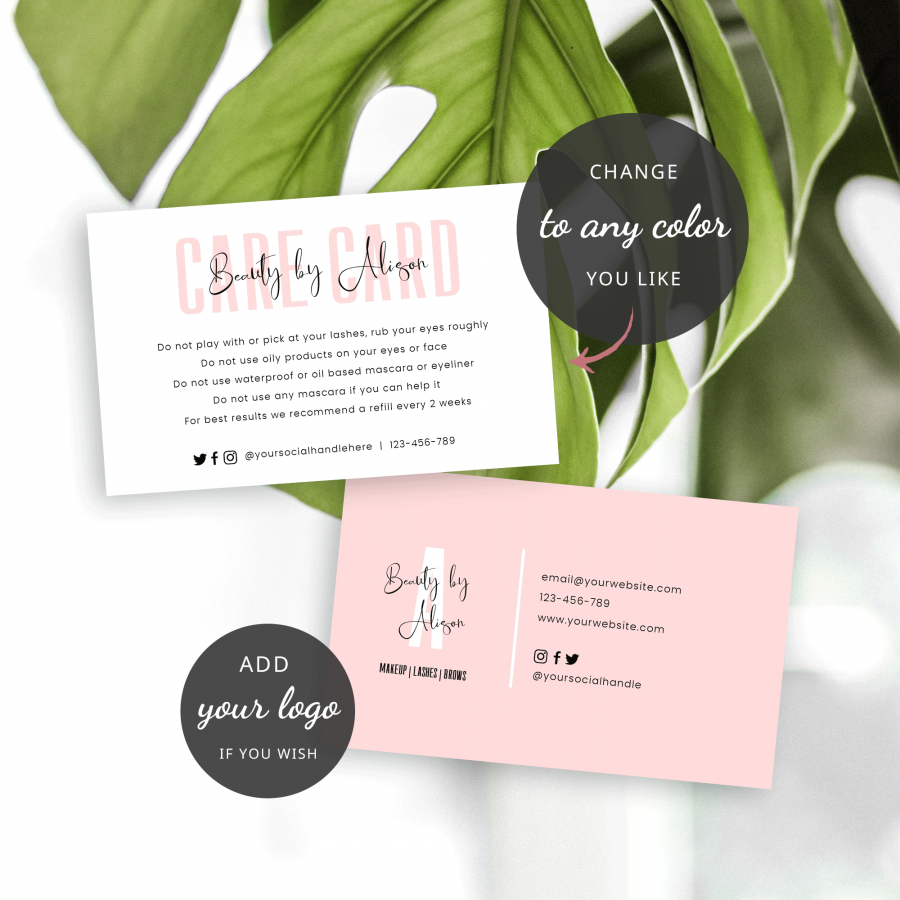 Printable Care Cards: Customer Care Card Instructions Template