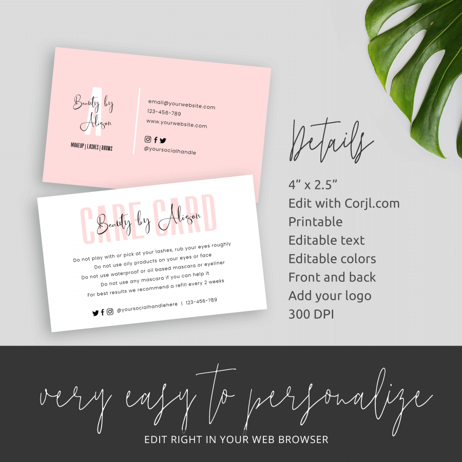 Printable Care Cards: Customer Care Card Instructions Template