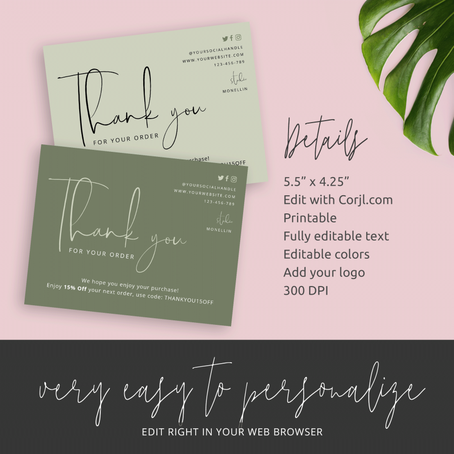 Minimalist Thank You Card Template DIY Minimal Thank You Cards