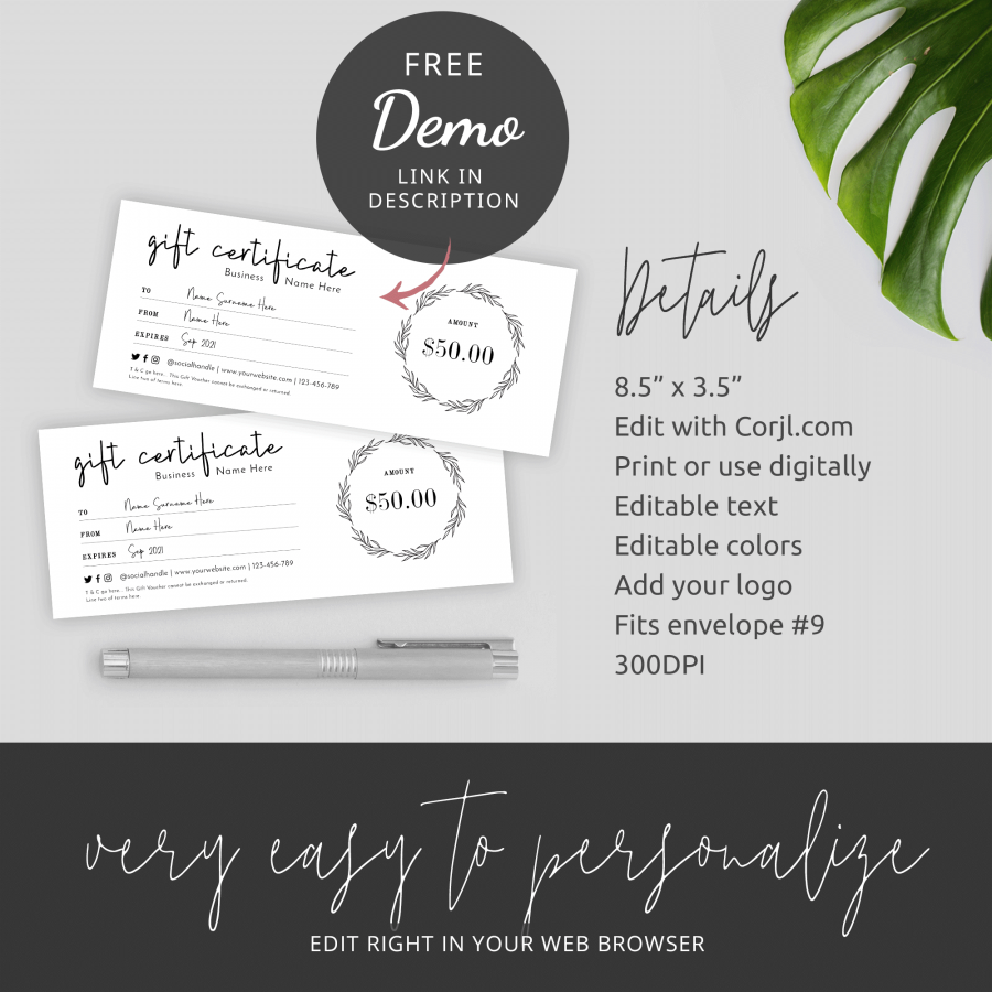 Simple Gift Certificate Template: Customizable Gift Voucher Design