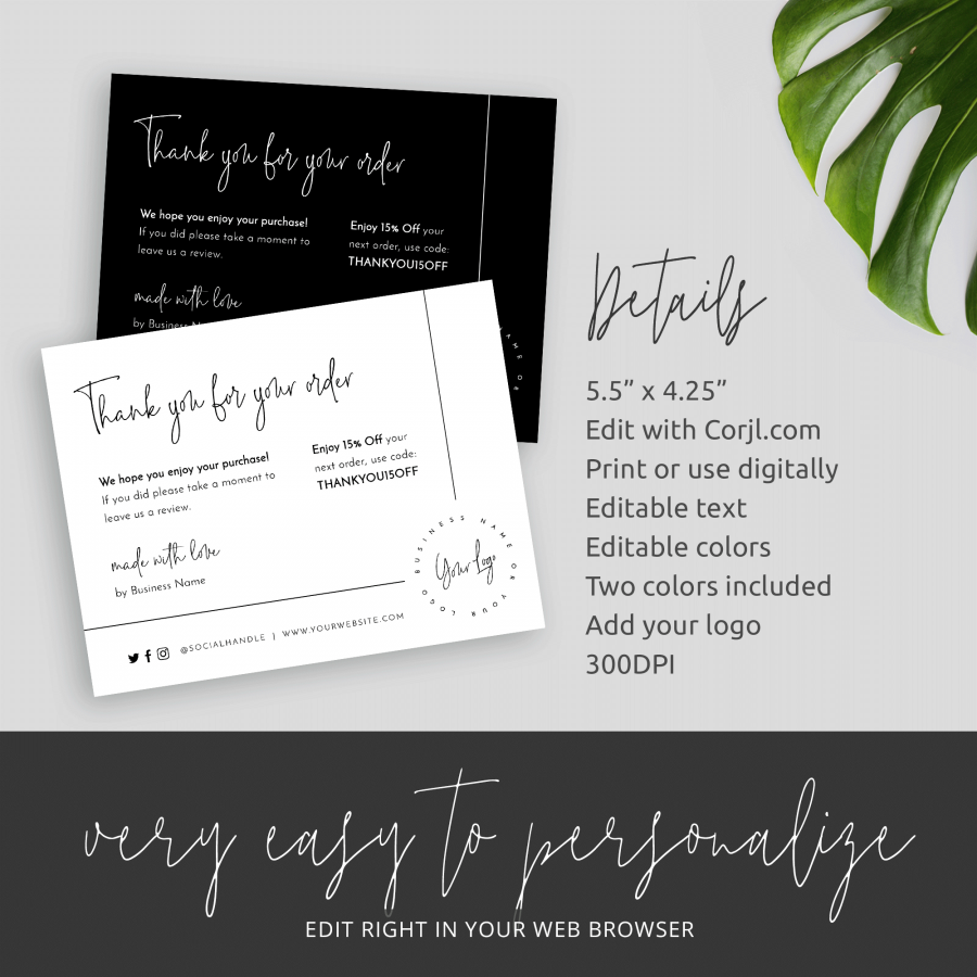 Custom Thank You Note DIY Business Customer Thank You Cards