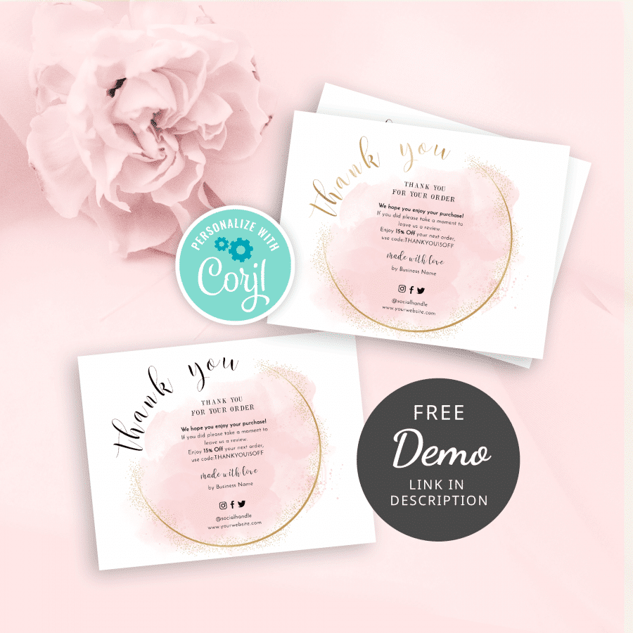 Thank You Order Note Card Template: Thank You Notes for Orders
