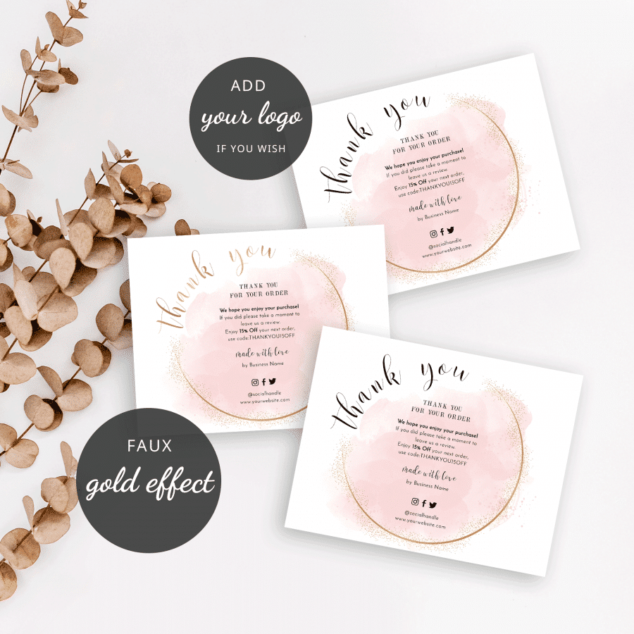 Thank You Order Note Card Template: Thank You Notes for Orders