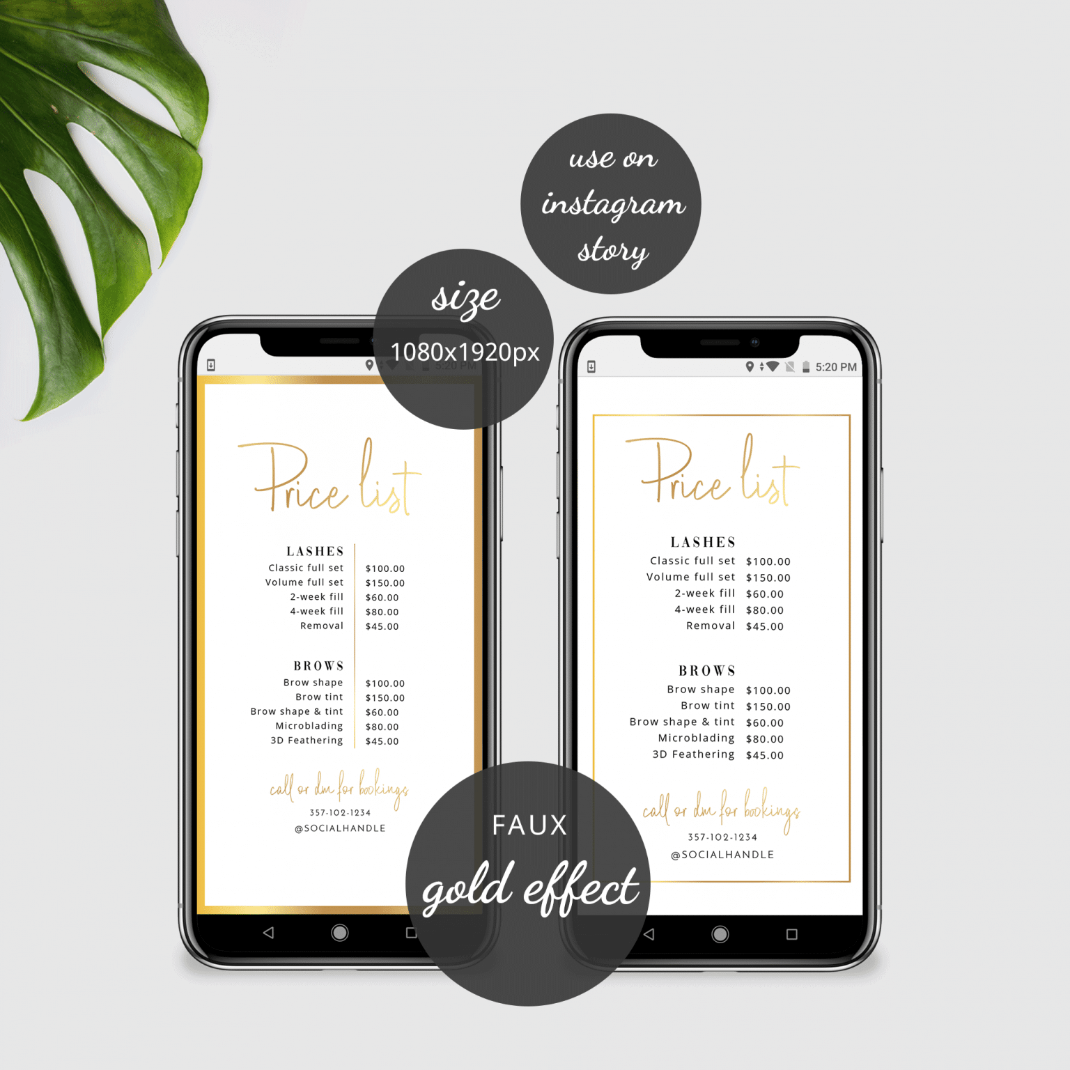 Instagram Price List Template: Instagram IG Story Post Price List