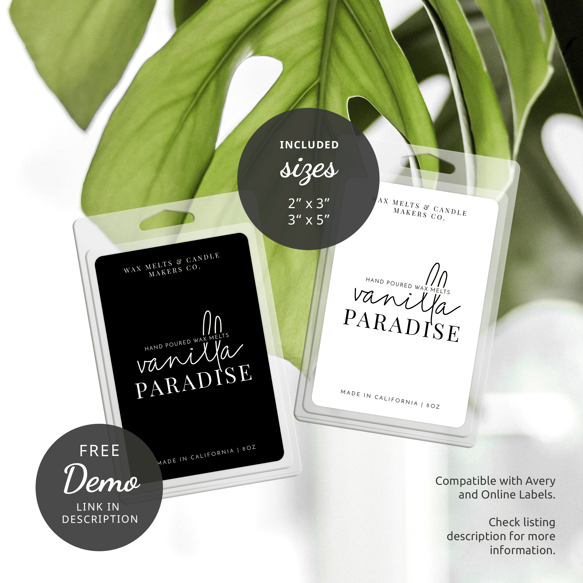 Paper Party Supplies DIY Modern Kraft Wax Tarts Label Design Template 
