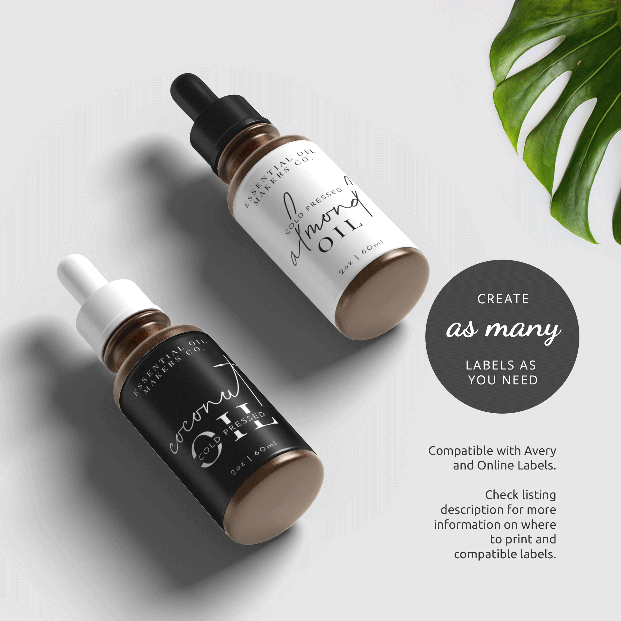 Dropper Bottle Label Template Wrap Around Label Minimalist