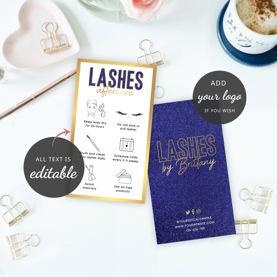 Eyelash Care Instructions Card Template: DIY Lash Aftercare Tips