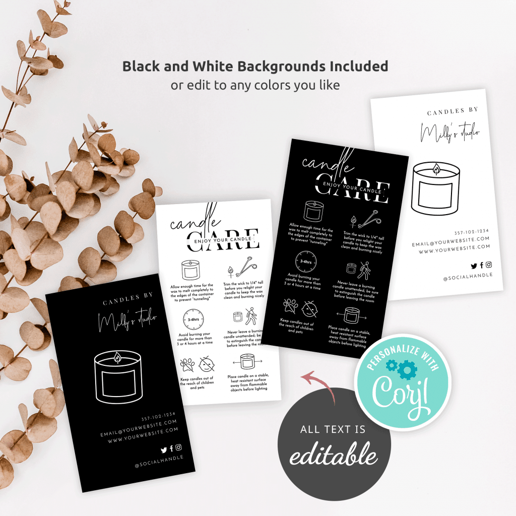Candle Care Guide Template: DIY Candle Warning Label Stickers