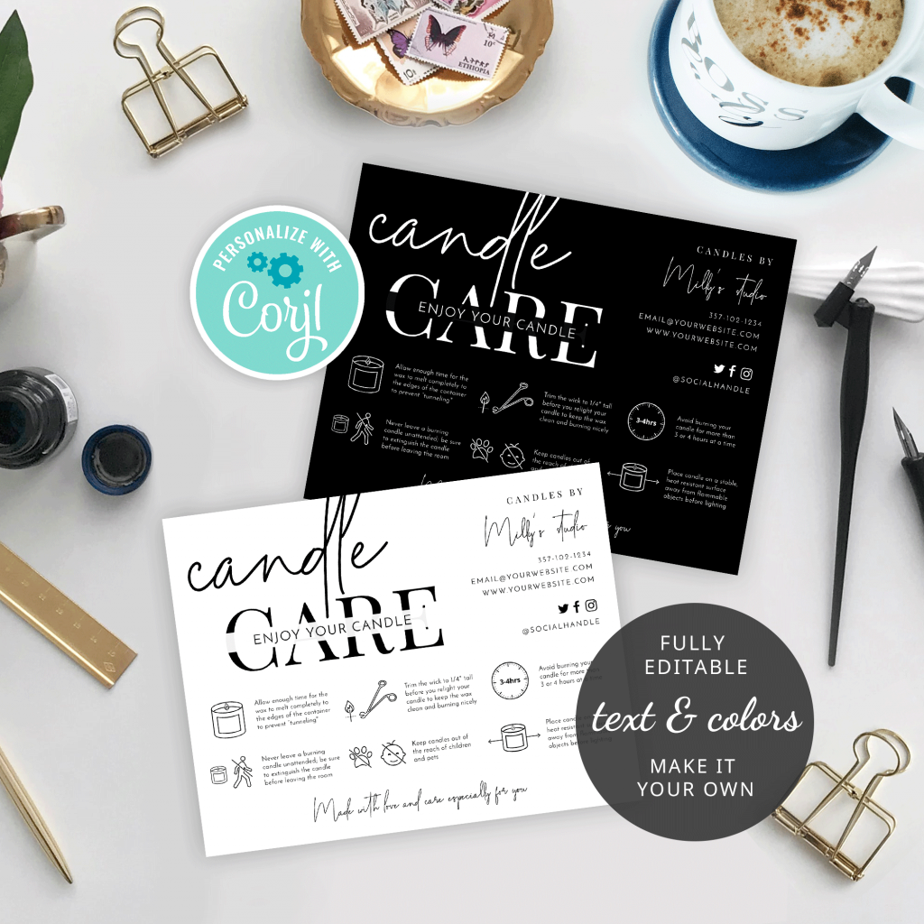 Candle Safety Label Template: Candle Warning Care Instructions