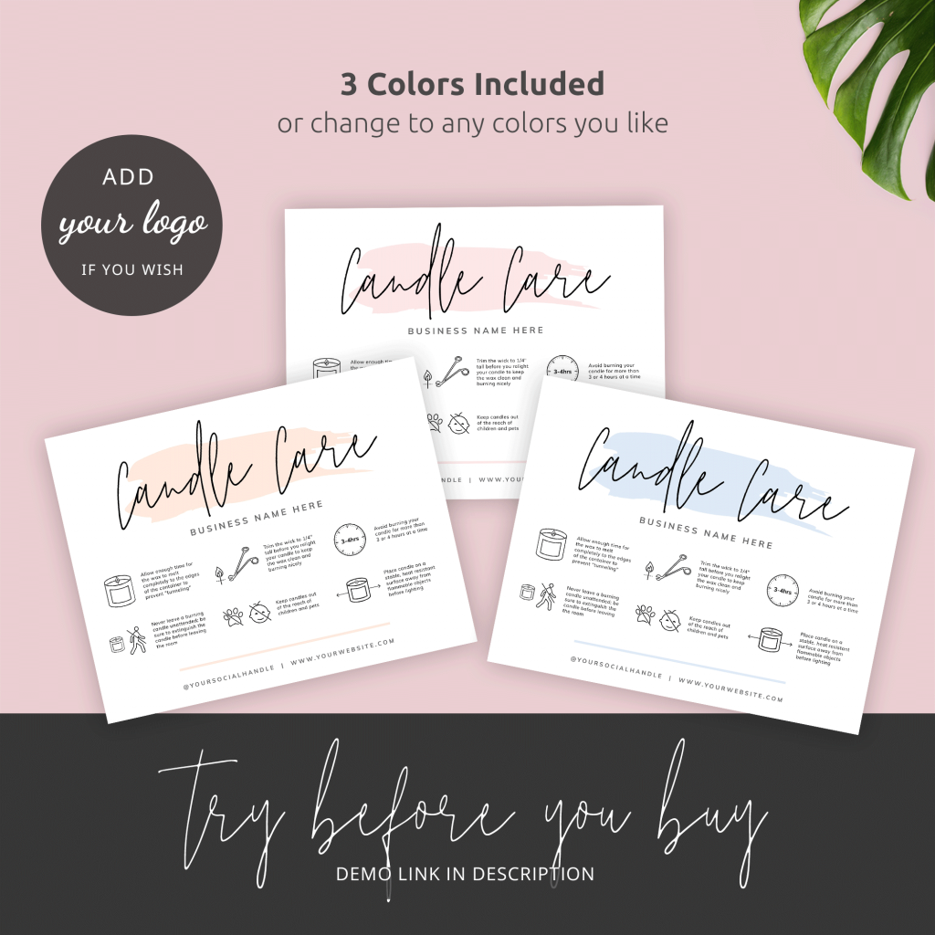 Candle Care Tips Card Template: Custom Candle Care Instructions
