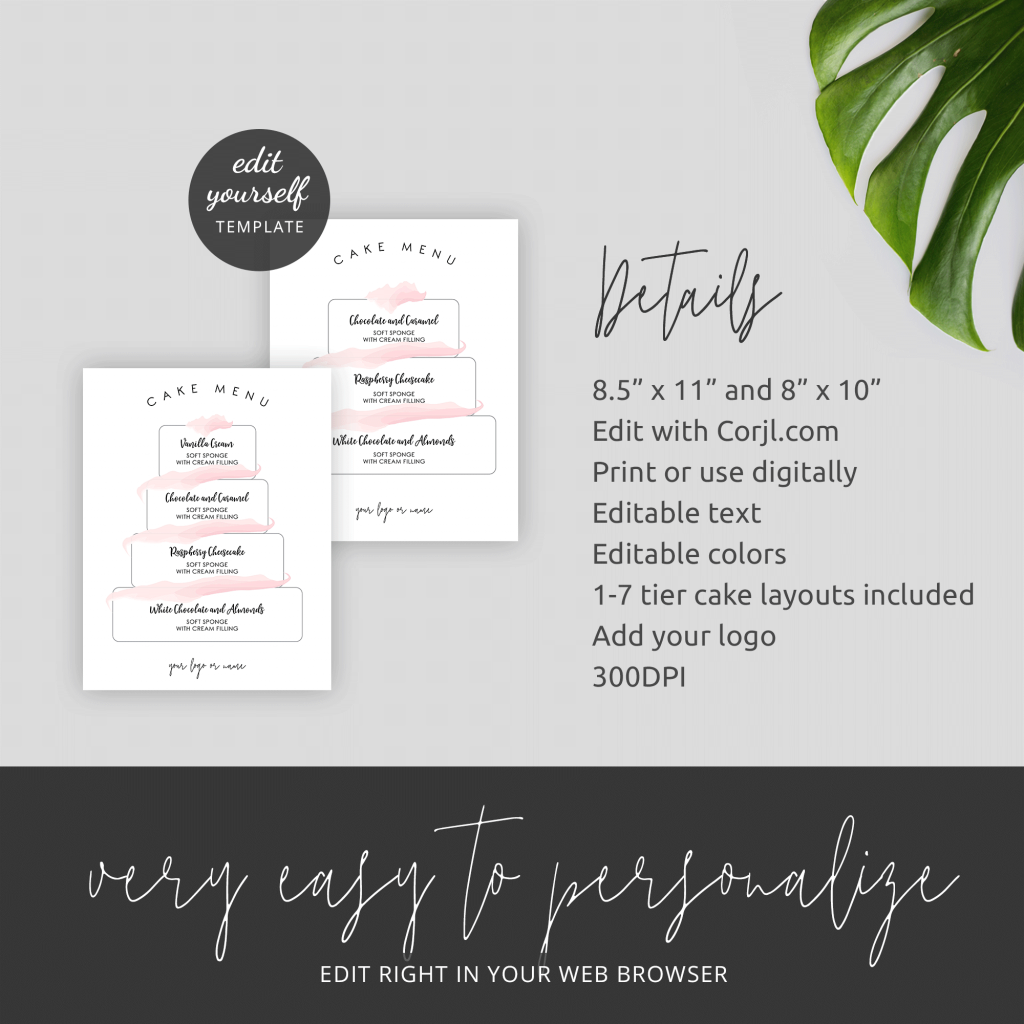 Cake Flavor Sign Template - Instant - Printable Cake Layer Poster