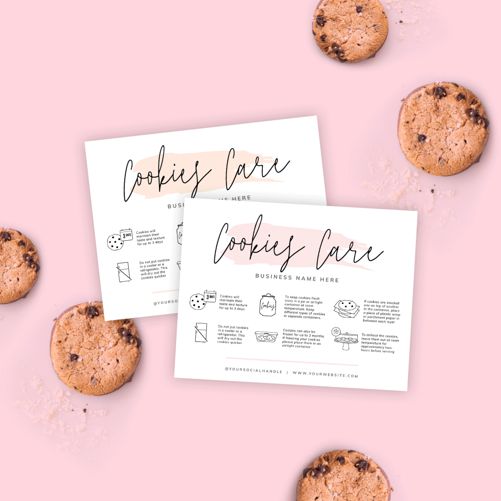 Desserts Care Card Templates - Printable Bakery Care Guide Design