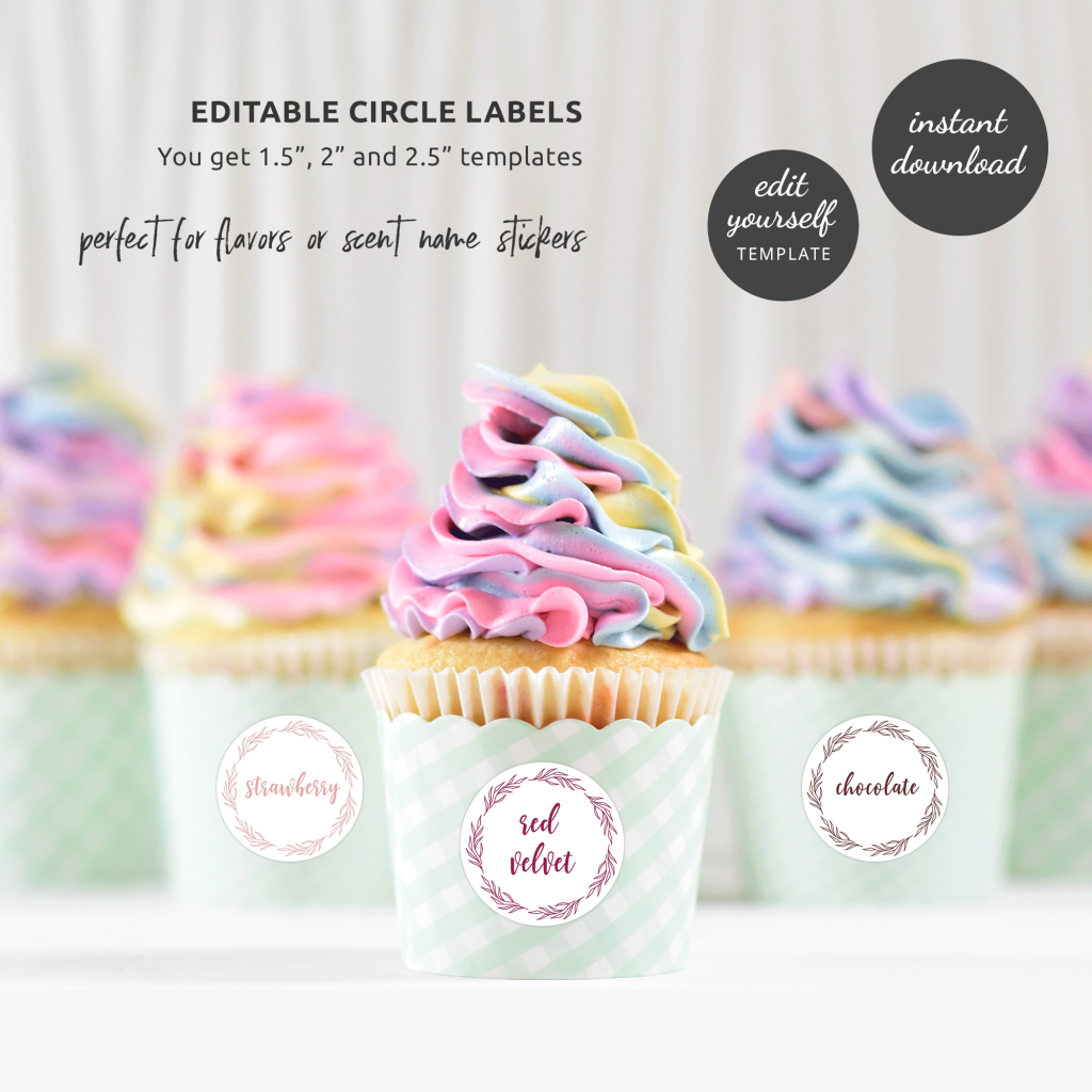 Circle Label Templates: DIY Round Scent Sticker or Flavor Labels