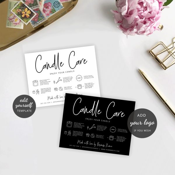 Candle Warning Label Text Template: Printable Candle Care Card