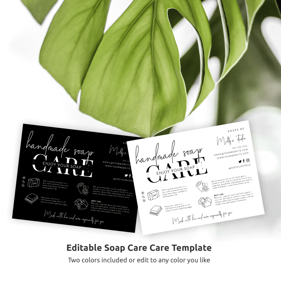 Handmade Soap Care Instructions Template: DIY Soap Care Cards