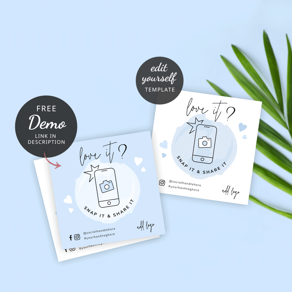 Snap and Share Template DIY Social Media Snap Tag Share Cards