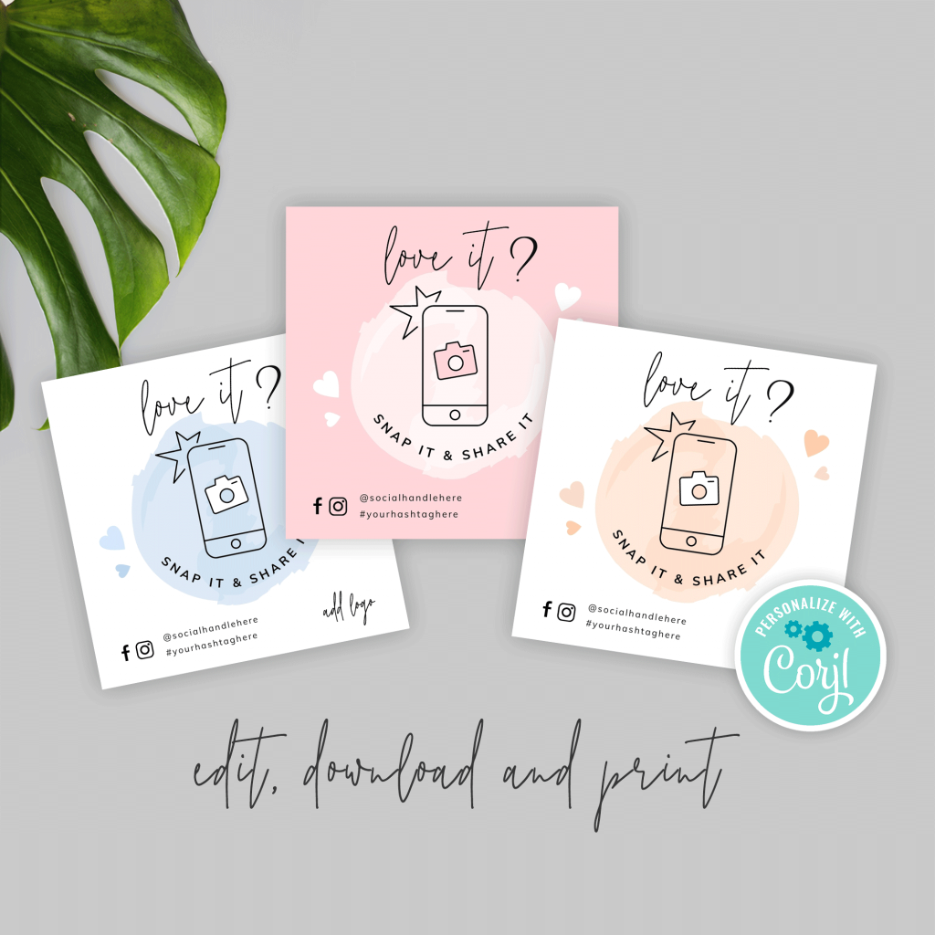 Snap and Share Template DIY Social Media Snap Tag Share Cards