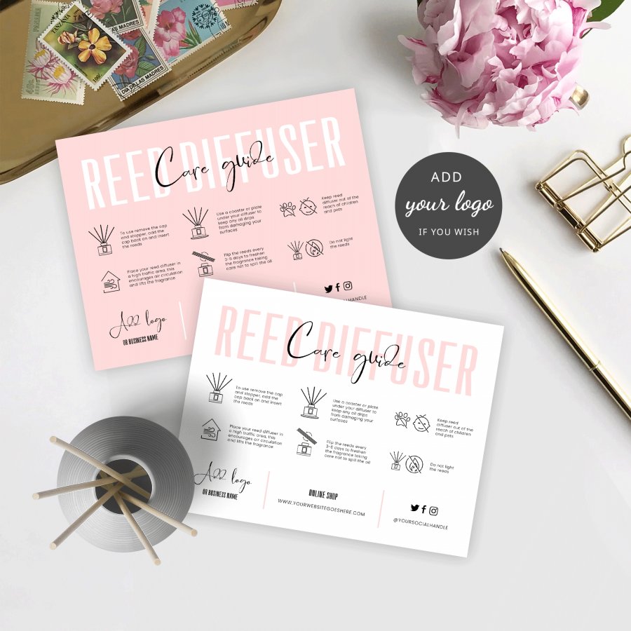 Reed Diffuser Care Card Template: Oil Diffuser Care Instructions