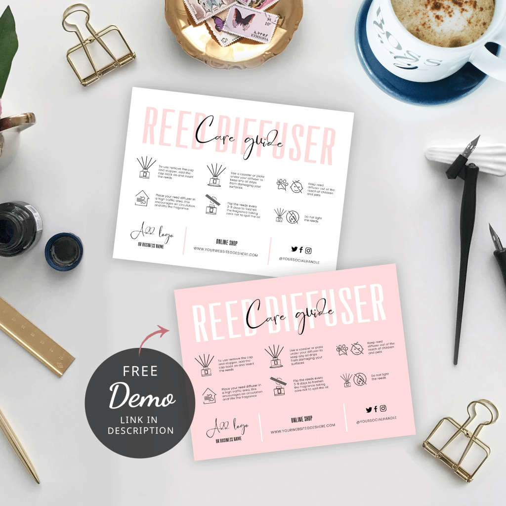 Reed Diffuser Care Card Template: Oil Diffuser Care Instructions