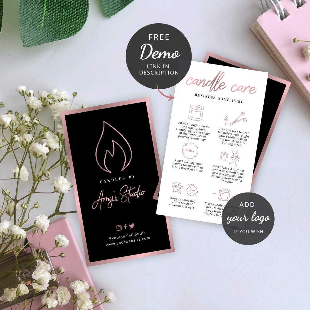 Candle Care Instructions Template: Printable Candle Care Card