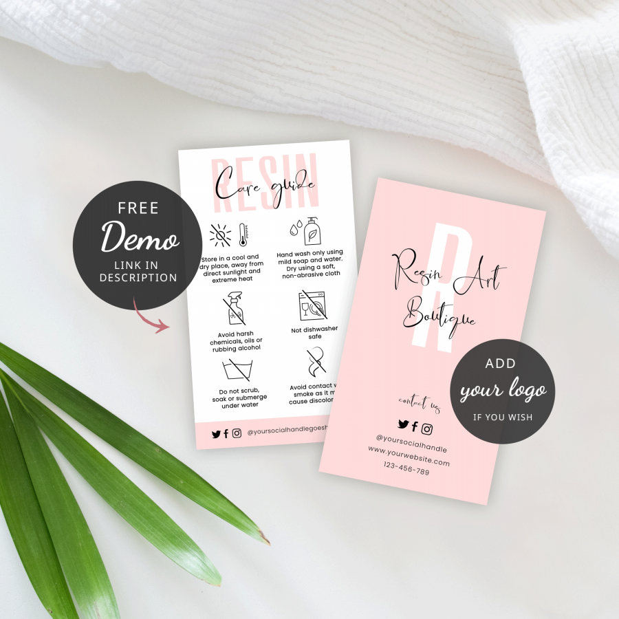 Resin Care Instructions Template: Printable Resin Aftercare Card